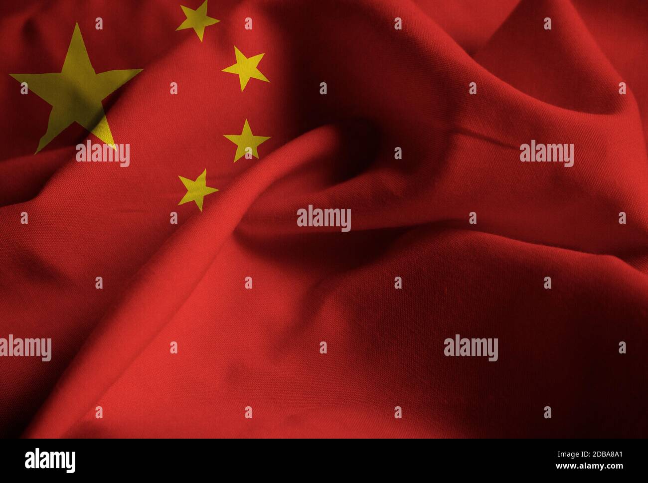 Closeup of Ruffled China Flag, China Flag Blowing in Wind Stock Photo ...