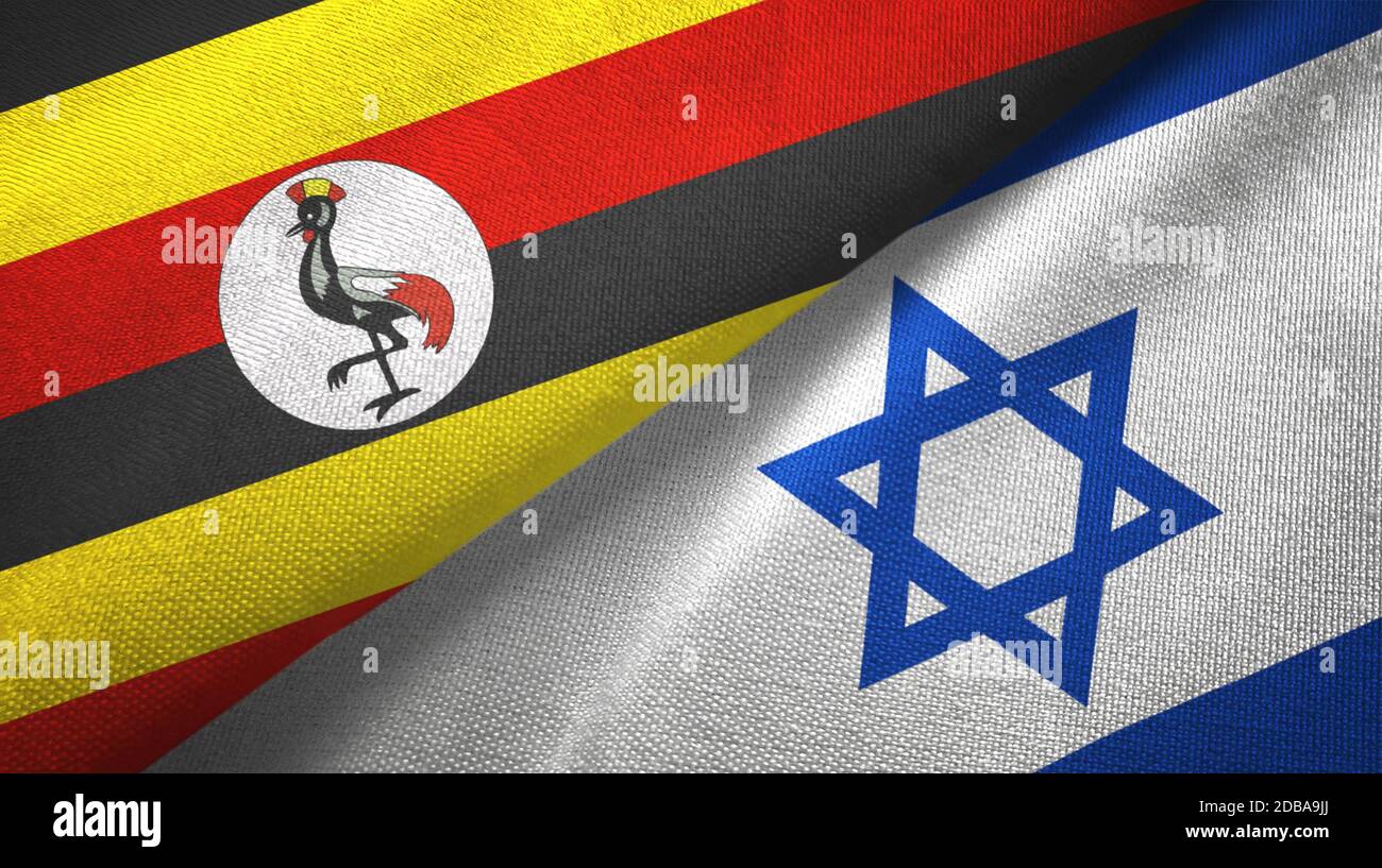 Uganda and Israel two flags textile cloth, fabric texture Stock Photo ...