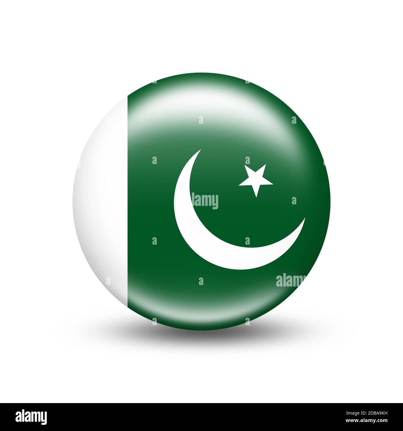 Pakistan country flag in sphere with white shadow - illustration Stock ...