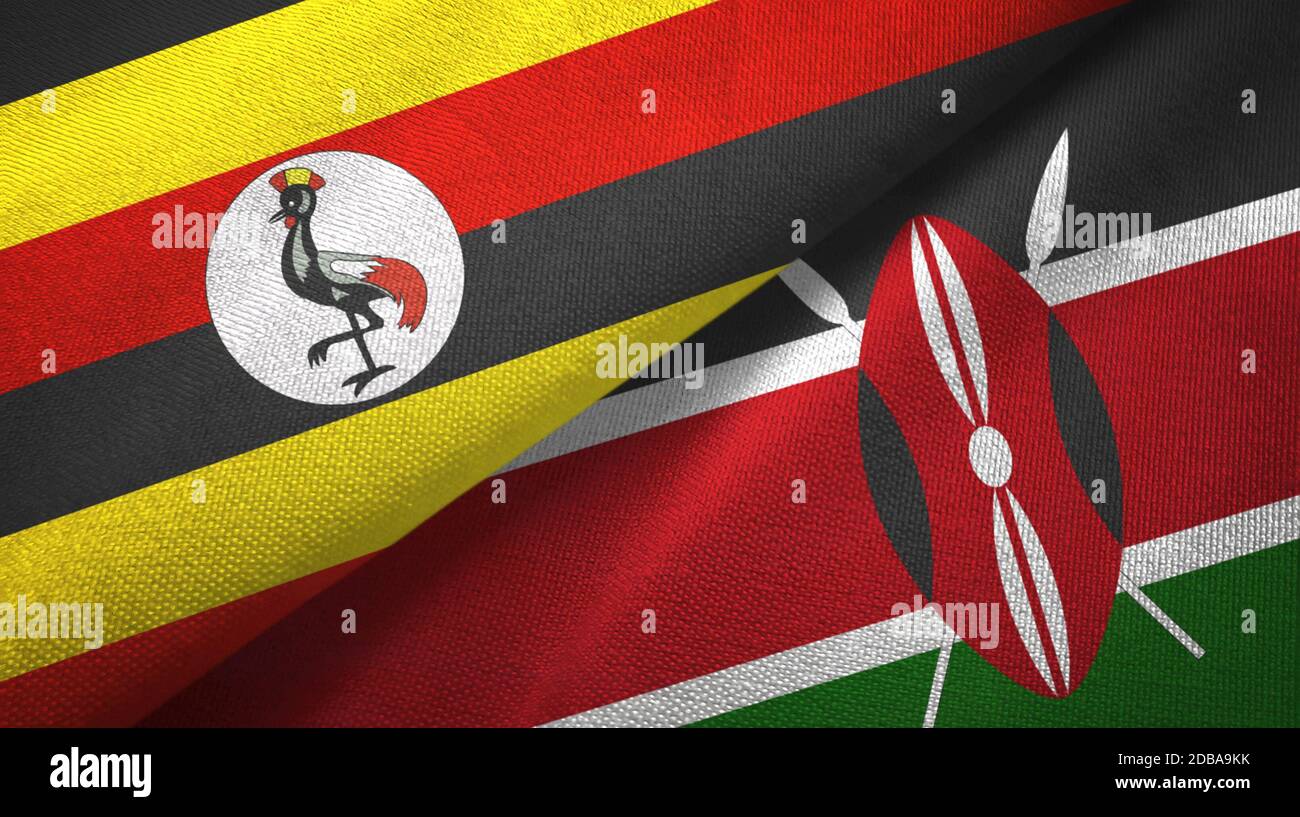 Uganda and Kenya two flags textile cloth, fabric texture Stock Photo ...