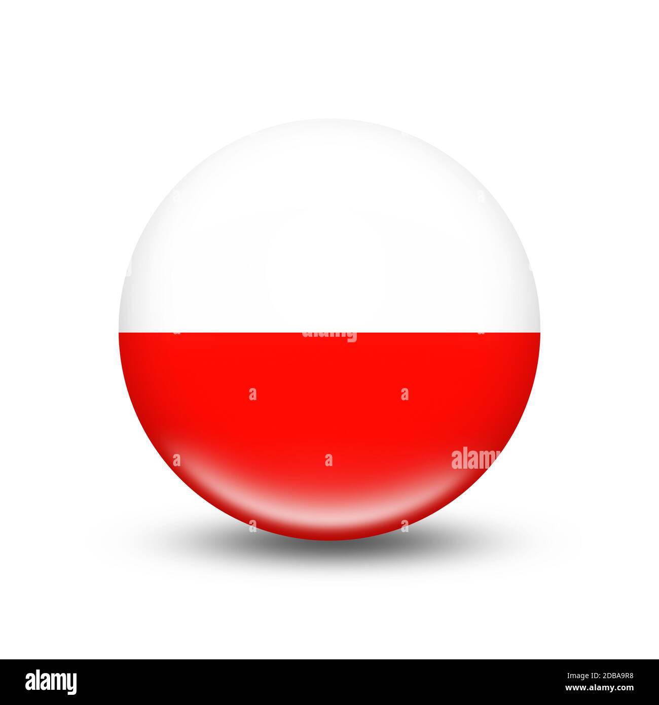 Poland country flag in sphere with white shadow - illustration Stock ...