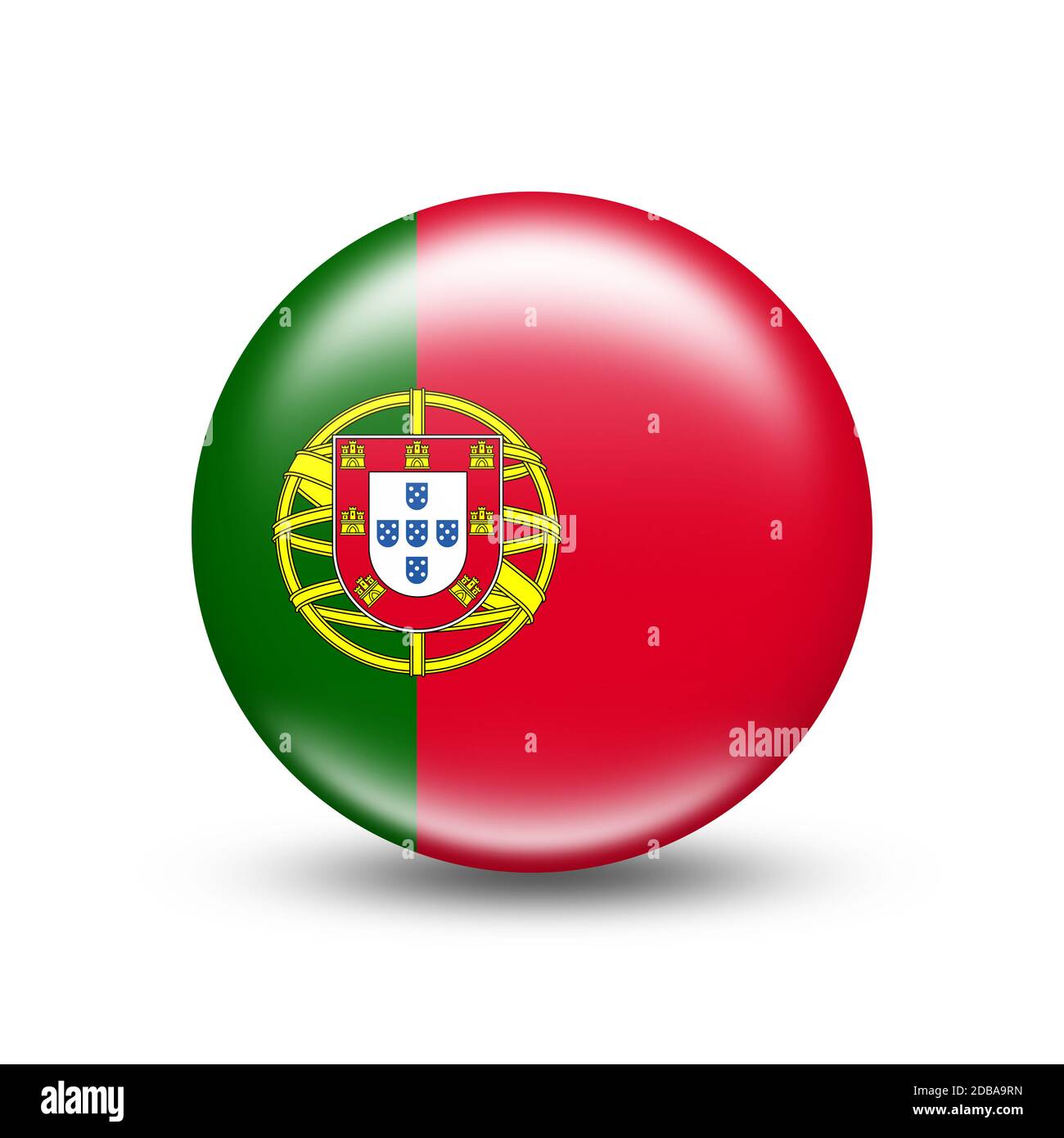 Portugal country flag in sphere with white shadow - illustration Stock ...