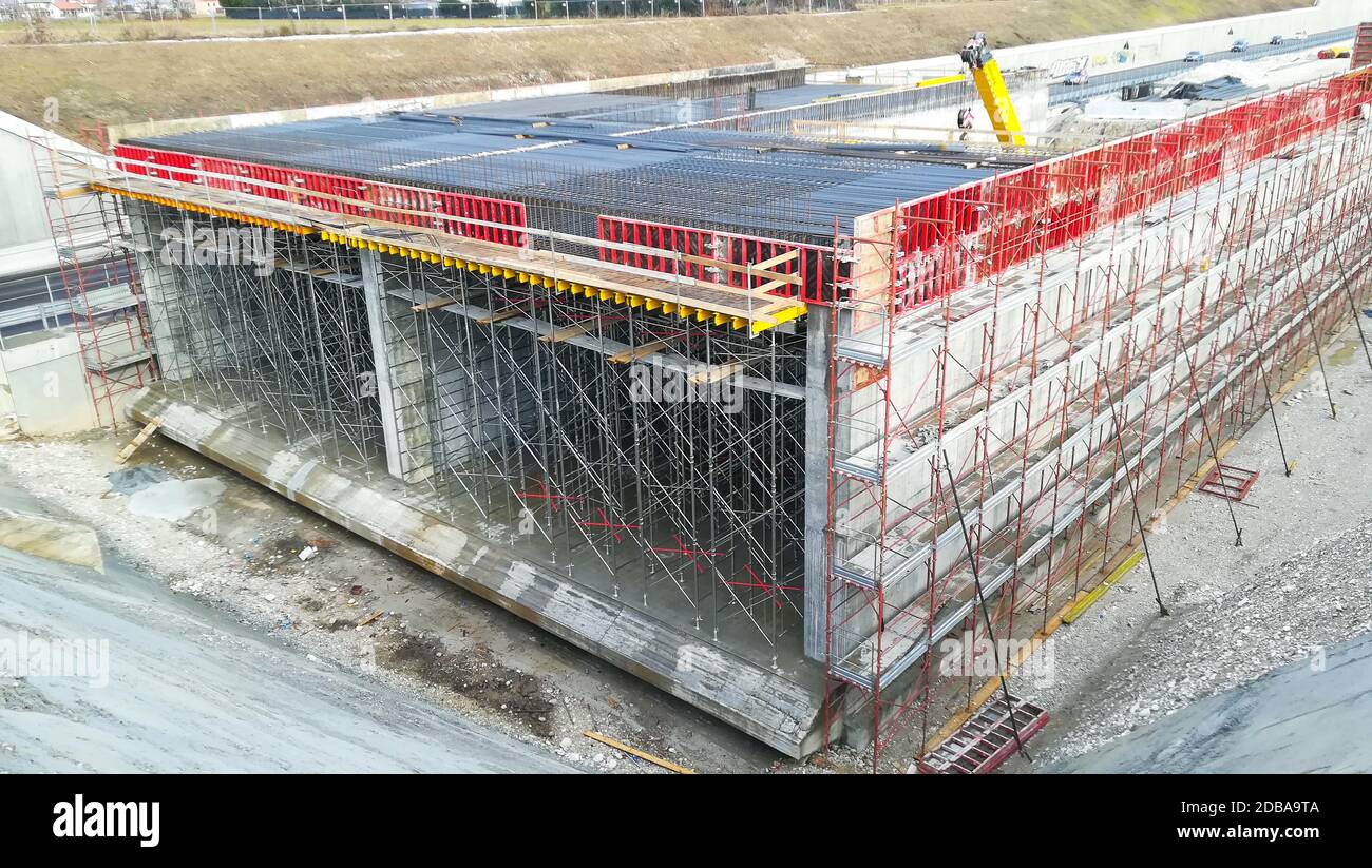 Highway construction site view. Civil engineering. Road on costruction ...