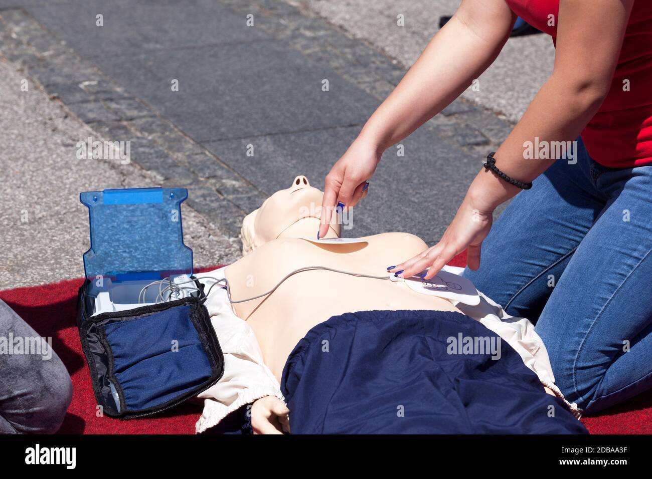 First aid training using automated external defibrillator device - AED ...
