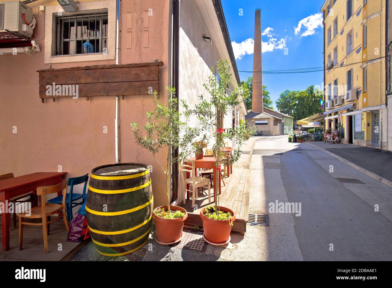 Pula. Sunny stone street of ancient Pula view, Istria region of Croatia ...