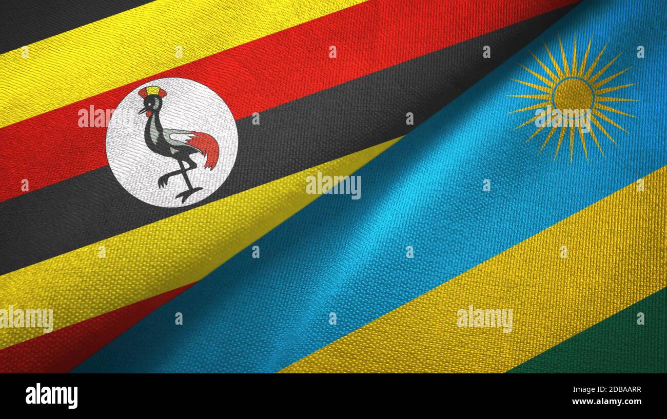 Uganda and Rwanda two flags textile cloth, fabric texture Stock Photo ...