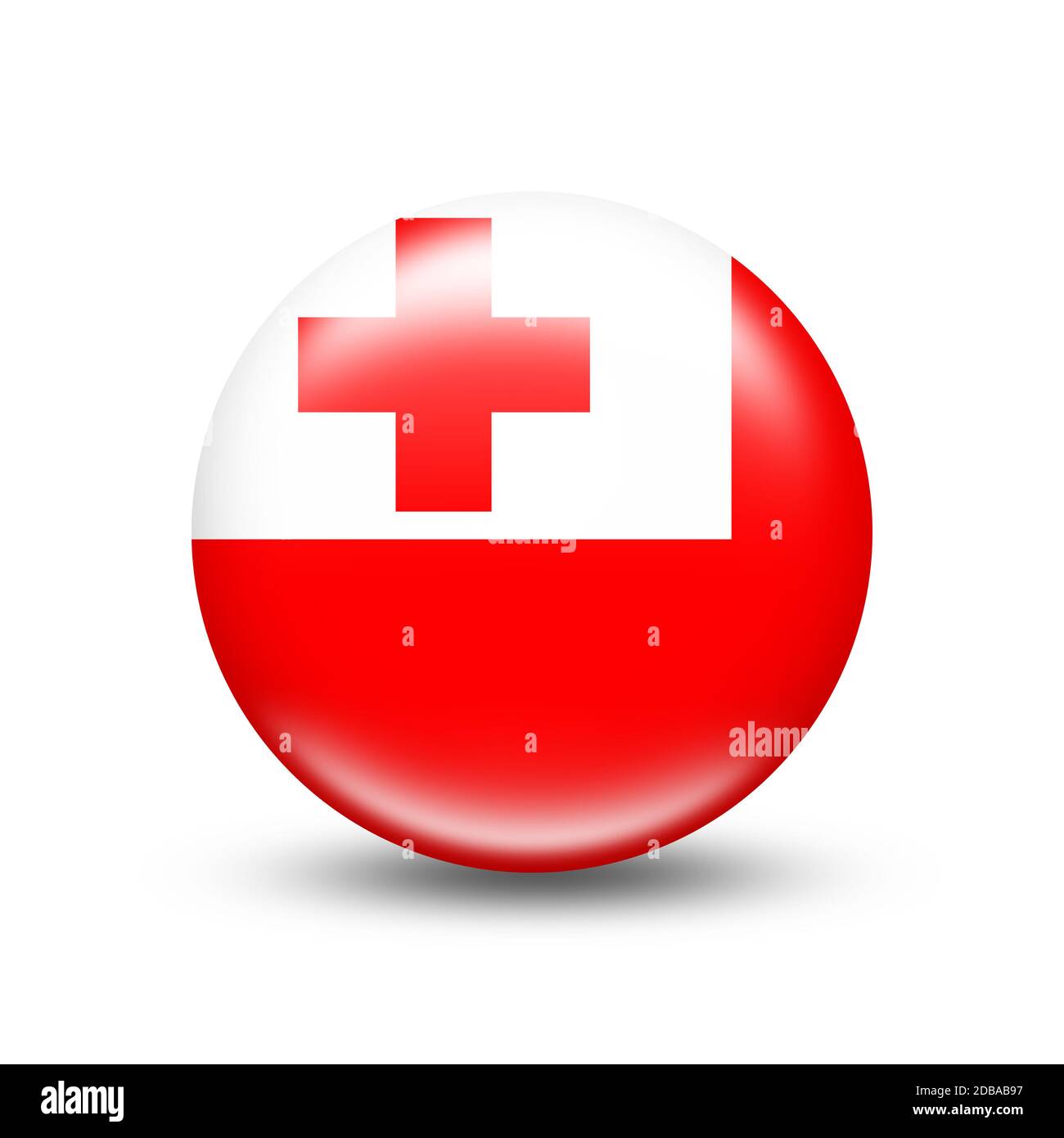 Tonga country flag in sphere with white shadow - illustration Stock ...