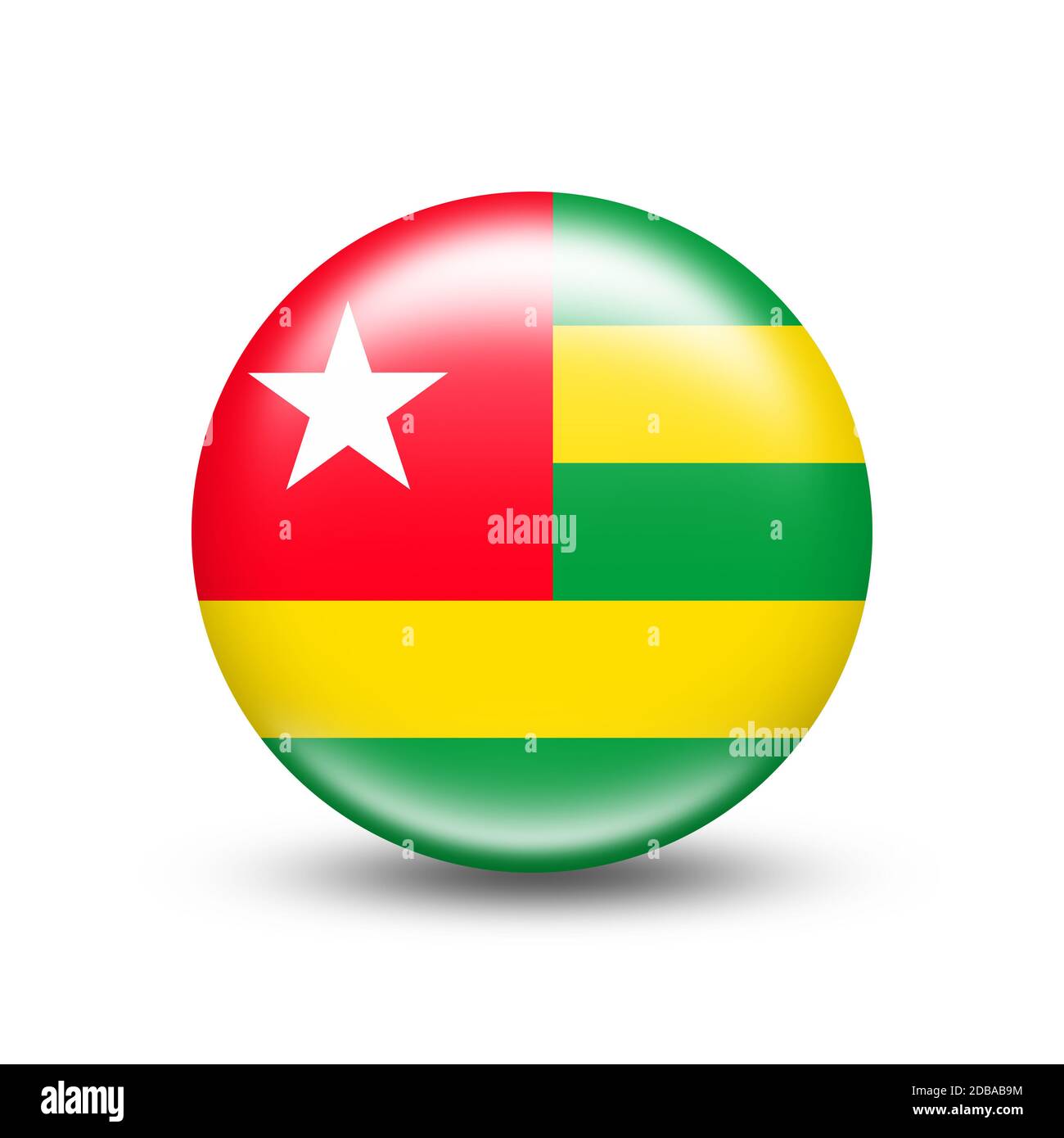 Togo country flag in sphere with white shadow - illustration Stock ...