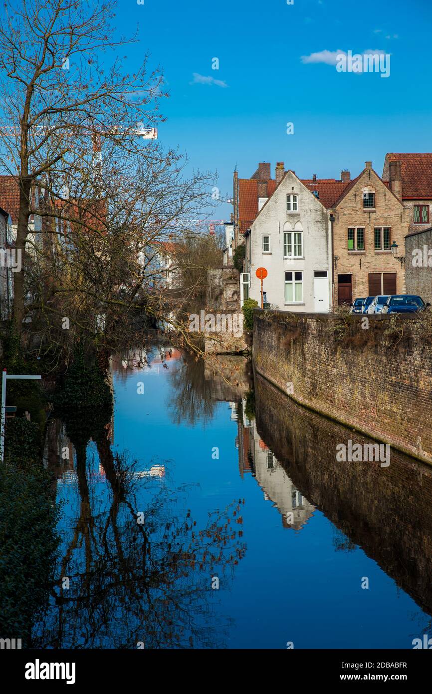 BRUGES, BELGIUM - MARCH, 2018: Canals of the historical and beautiful ...