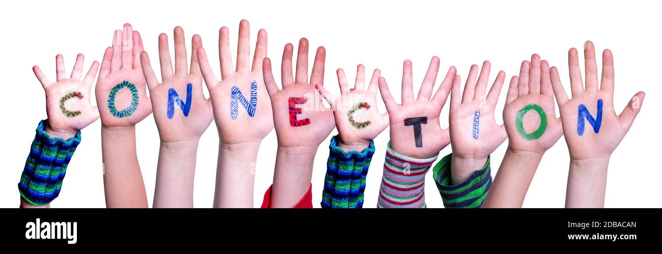 Children Hands Building Colorful Word Connection. White Isolated ...