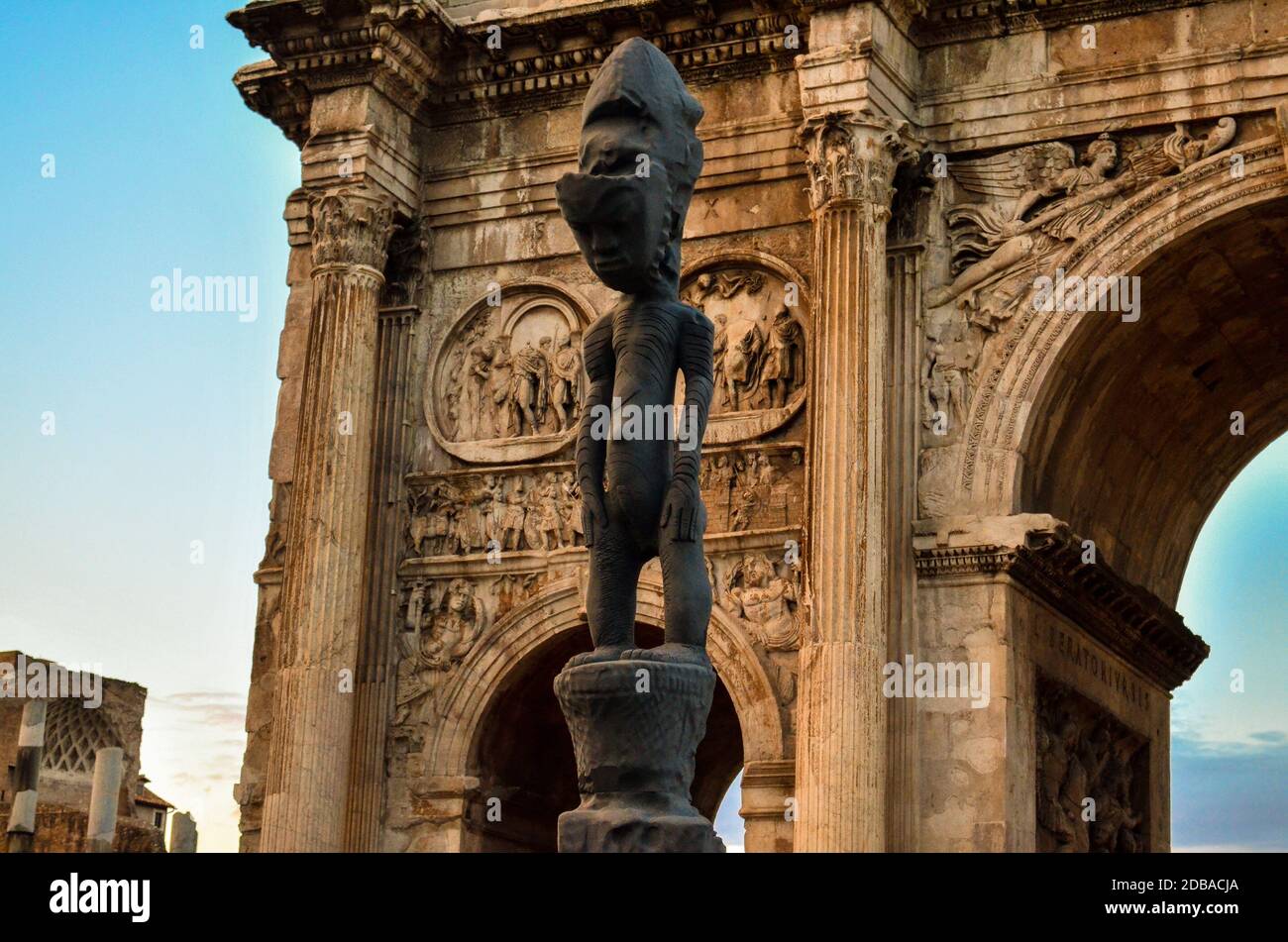 strange sculpture near the Arch of Constantine. Rome, Italy Stock Photo ...