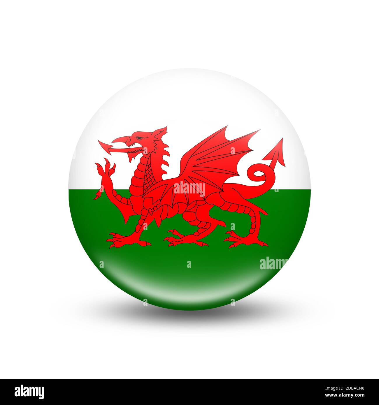 Wales country flag in sphere with white shadow - illustration Stock ...