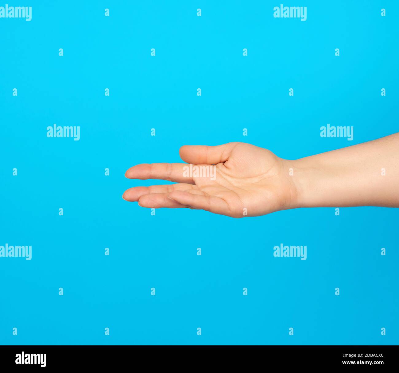 hand reaches to the side, gesture that shows holding the item in the ...