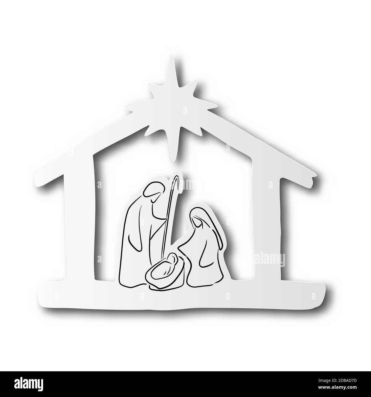 Nativity Scene Clip Art Black And White