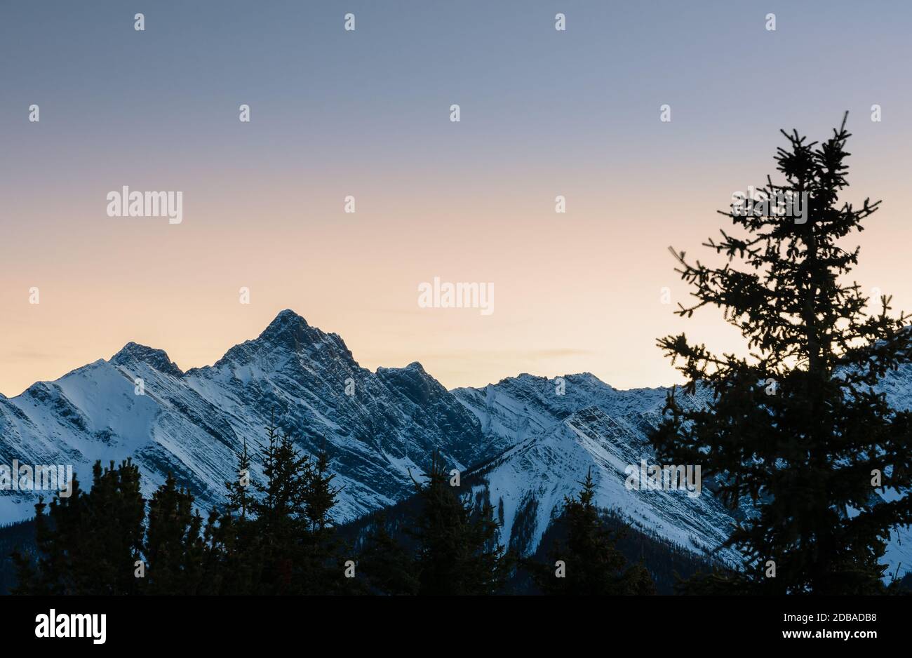 Spectacular sunset view of Canadian Rocky Mountains around Banff ...