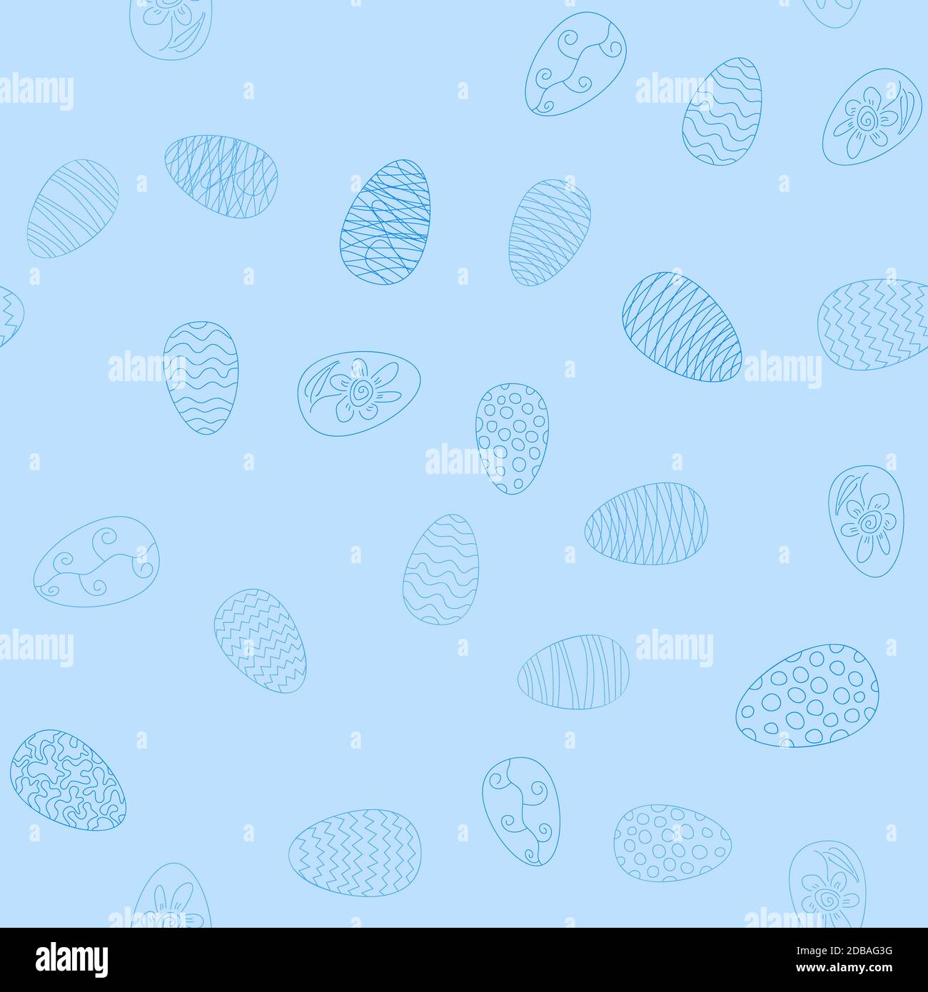 doodle easter eggs chaotic seamless pattern - blue Stock Photo - Alamy