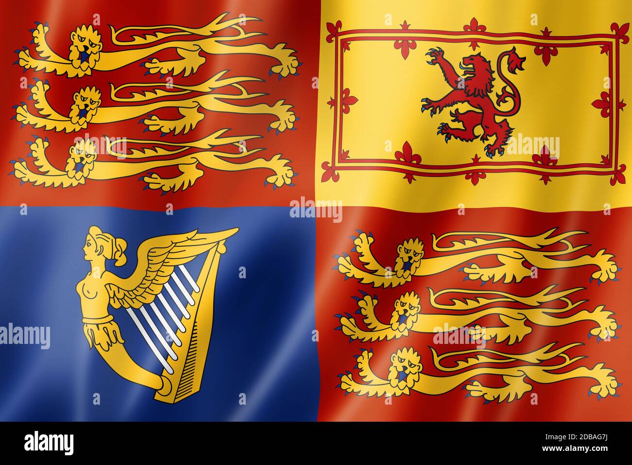 The Royal Standard flag of the United Kingdom. 3D illustration Stock ...