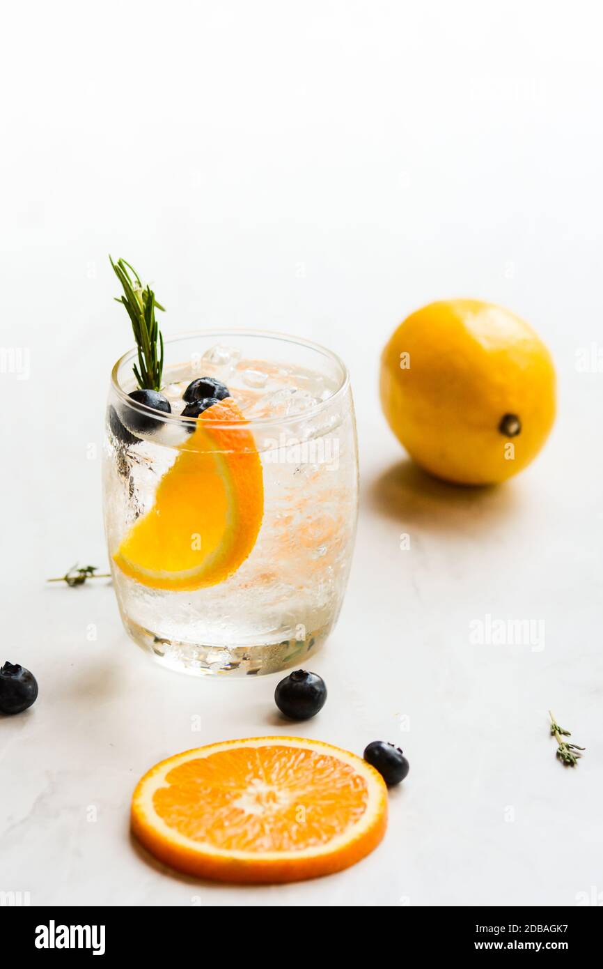 Infused water mix of orange and blueberry Stock Photo - Alamy