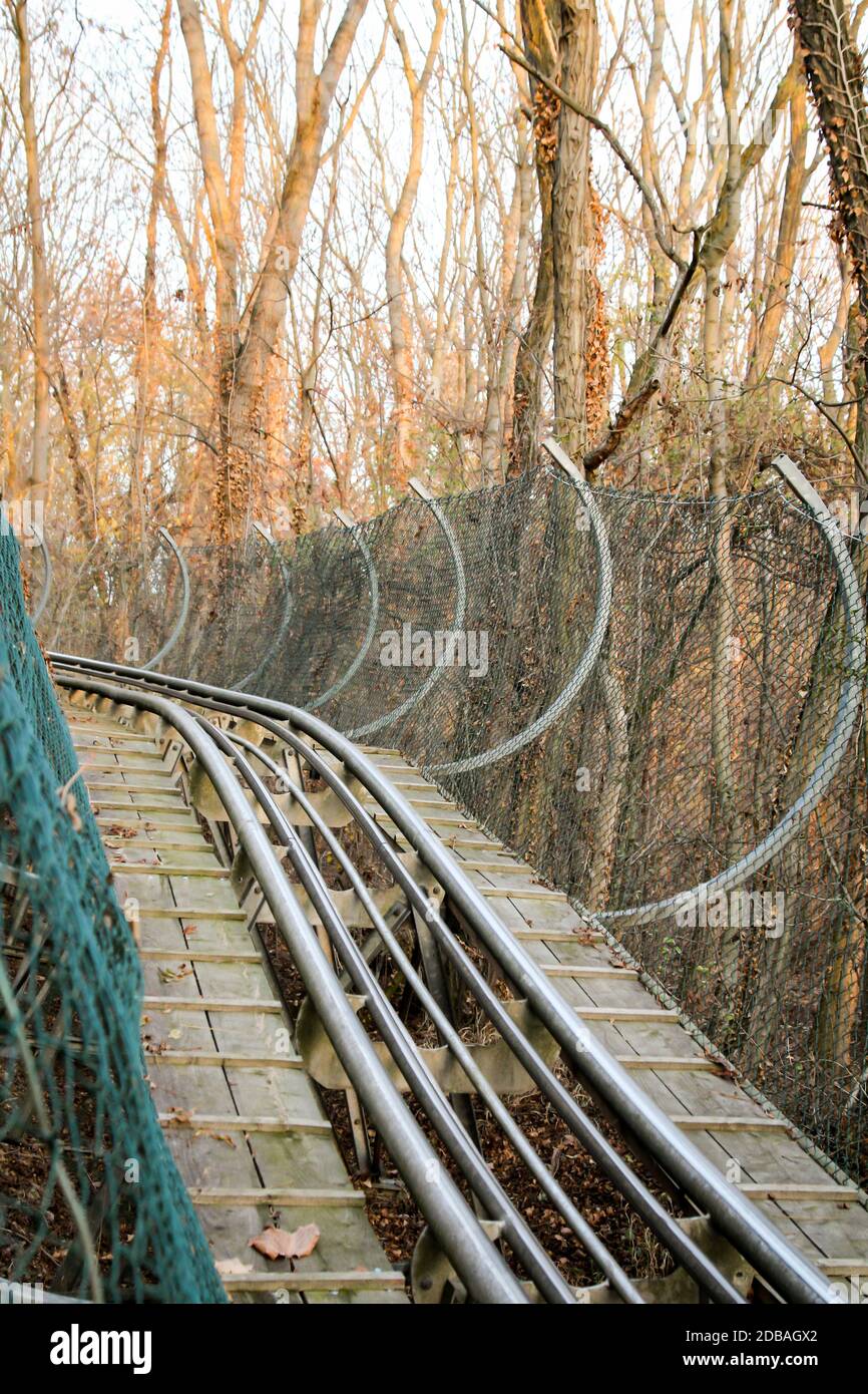 View of a summer toboggan run. Track system of a summer toboggan run ...
