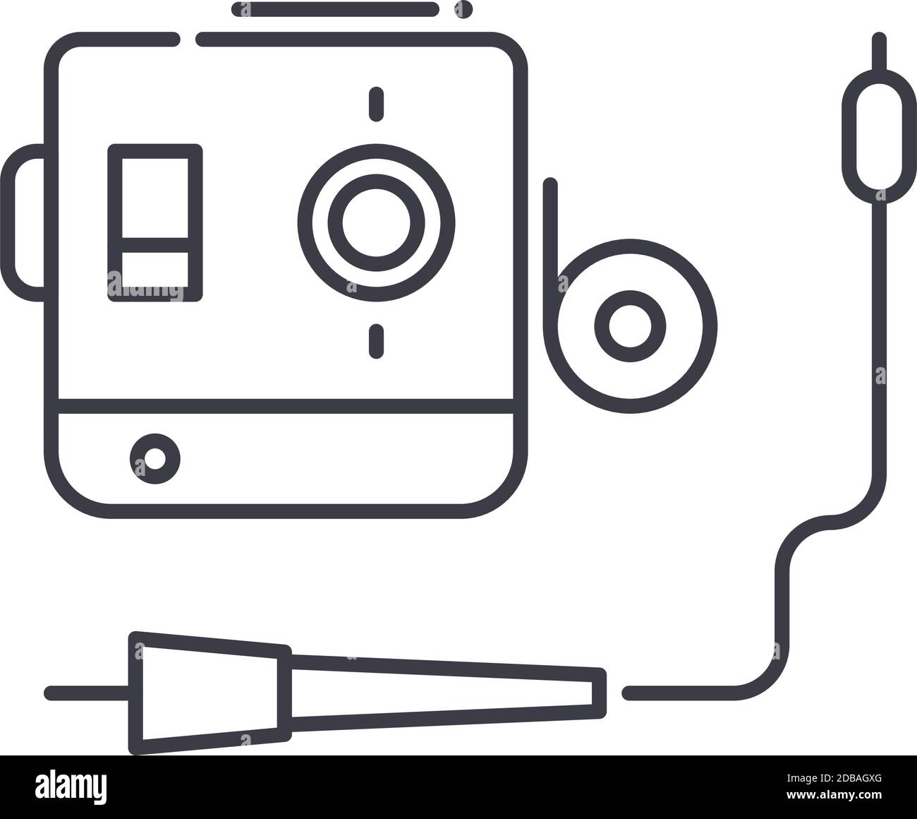 Soldering iron icon, linear isolated illustration, thin line vector, web design sign, outline ...