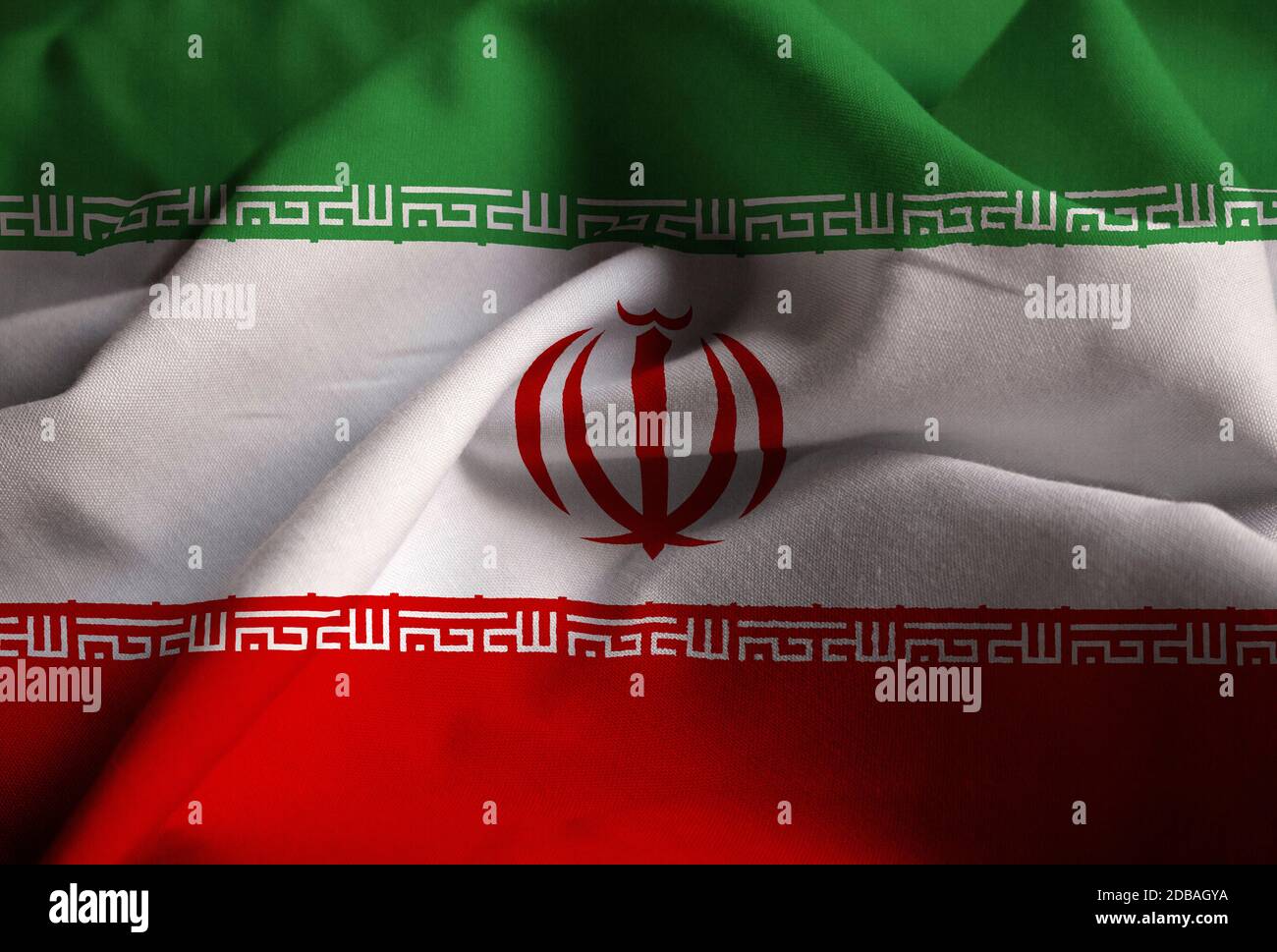 Closeup of Ruffled Iran Flag, Iran Flag Blowing in Wind Stock Photo - Alamy