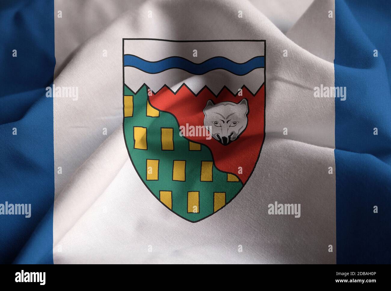 Closeup of Ruffled Northwest Territories Flag, Northwest Territories ...