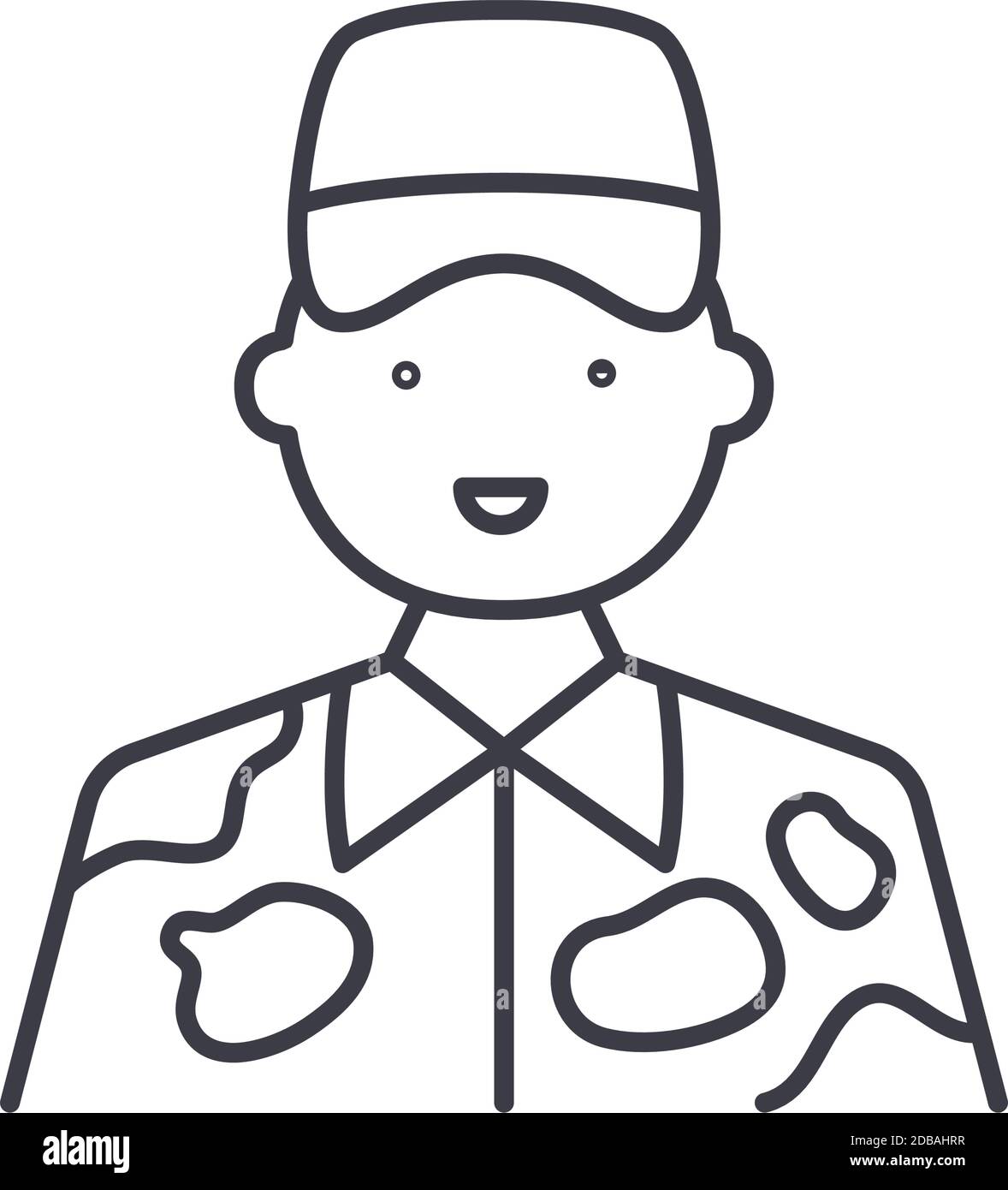 Soldier icon, linear isolated illustration, thin line vector, web ...