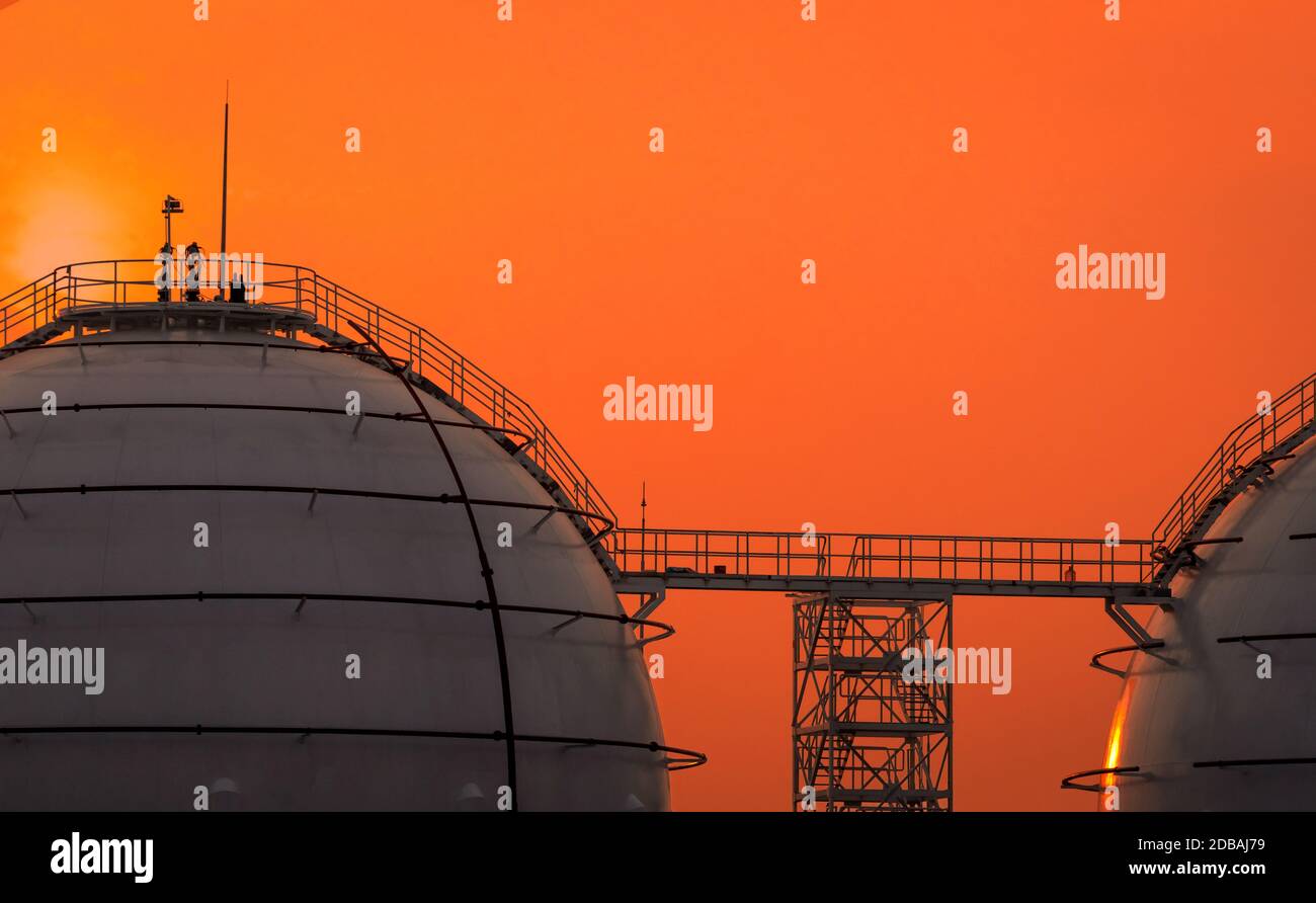 Industrial gas storage tank. LNG or liquefied natural gas storage tank ...