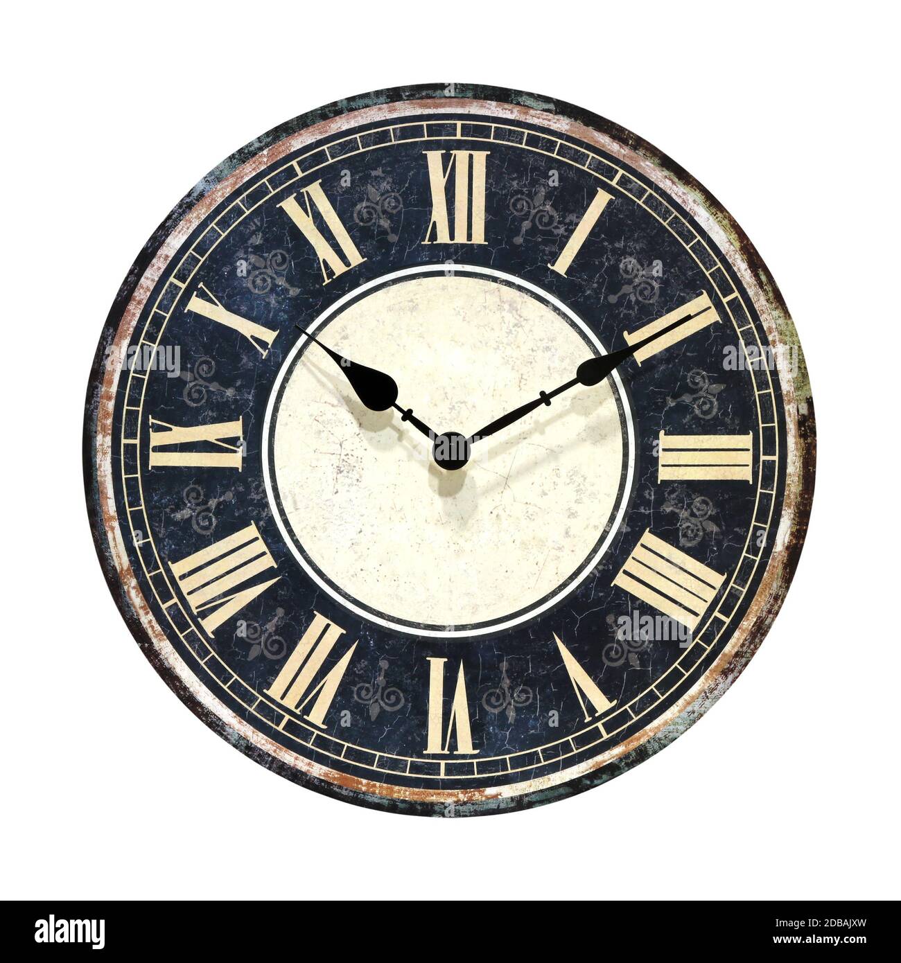 Retro grunge clock isolated with clipping path included Stock Photo - Alamy