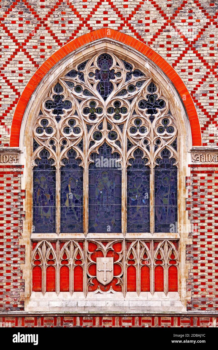 Big church window with stained glass decoration Stock Photo - Alamy