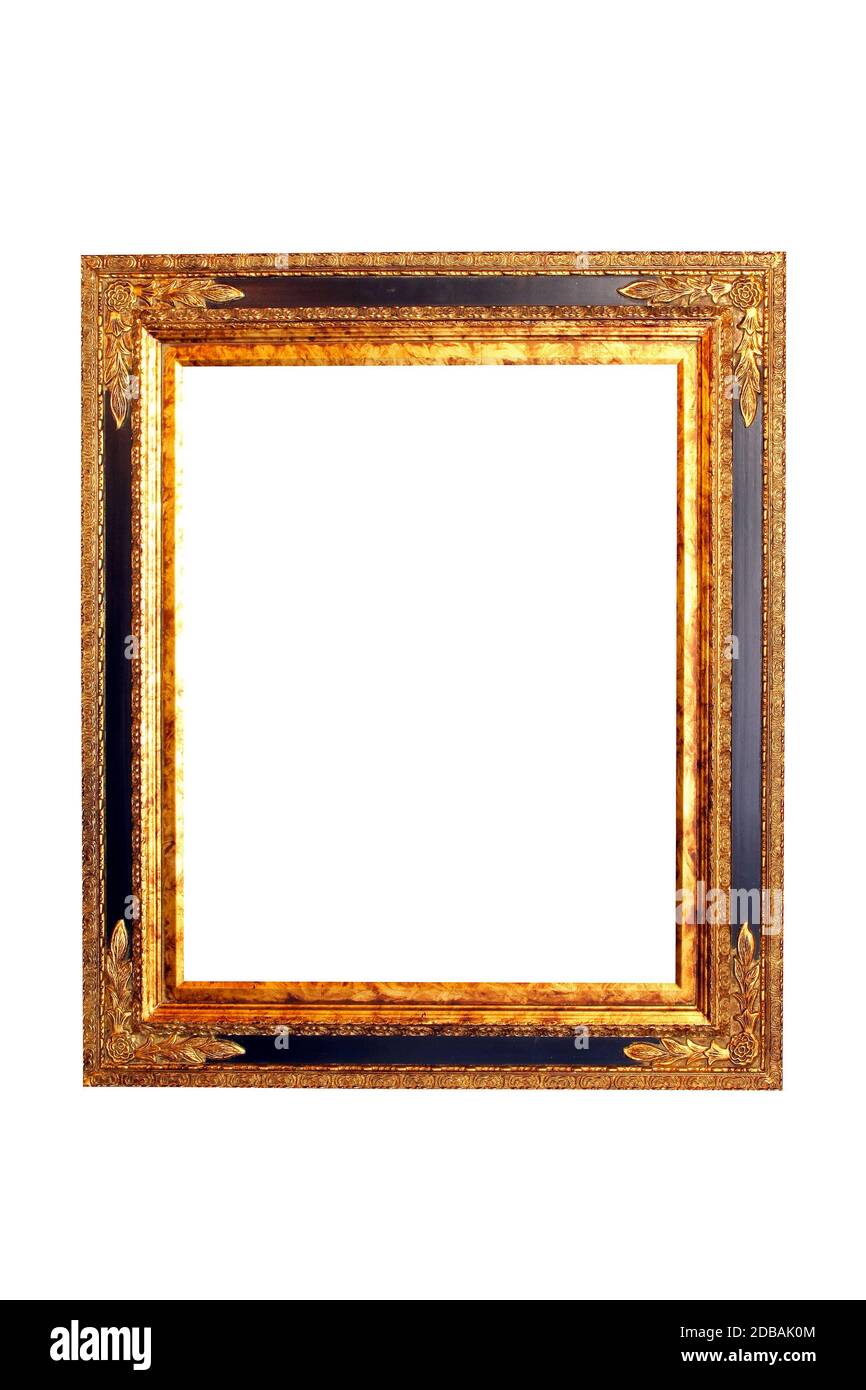 Ancient golden frame isolated included clipping path Stock Photo - Alamy