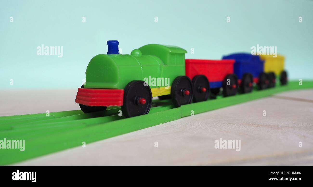 plastic scale model toy train and railway, selective focus Stock Photo ...