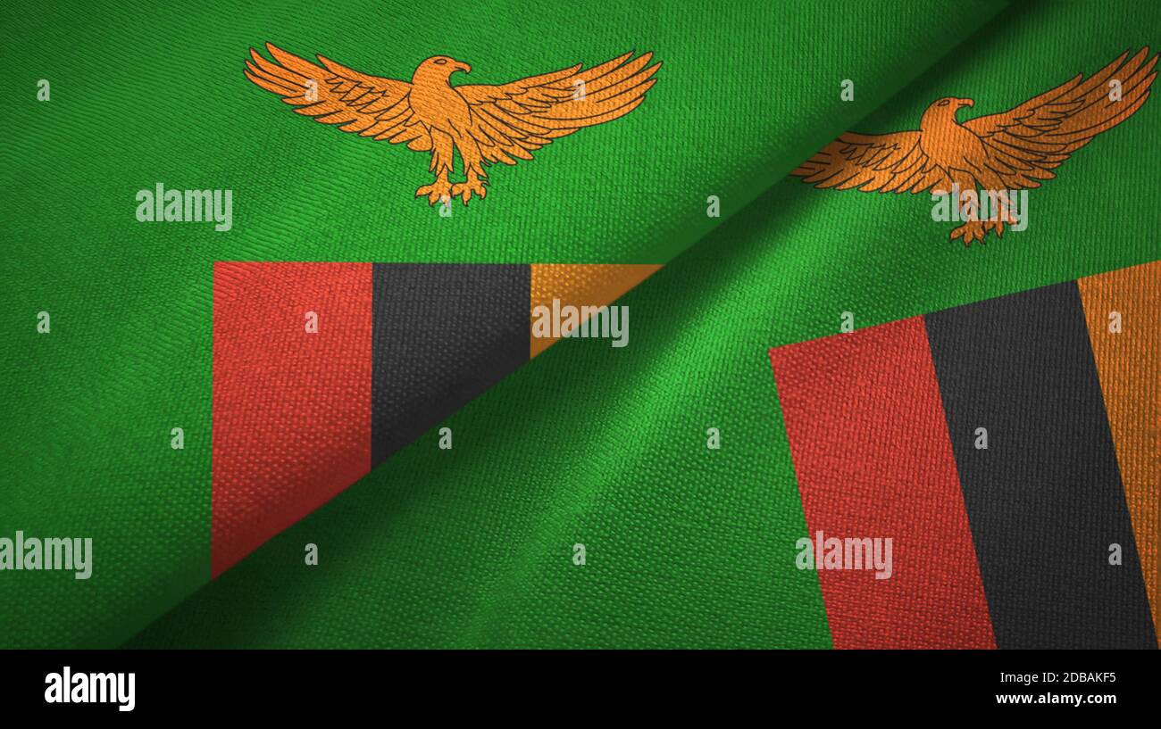 Zambia two flags textile cloth, fabric texture Stock Photo - Alamy