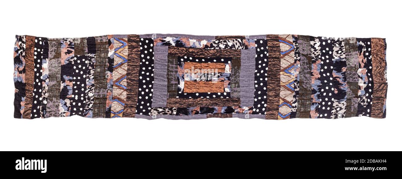 handmade brown patchwork scarf isolated on white background Stock Photo ...