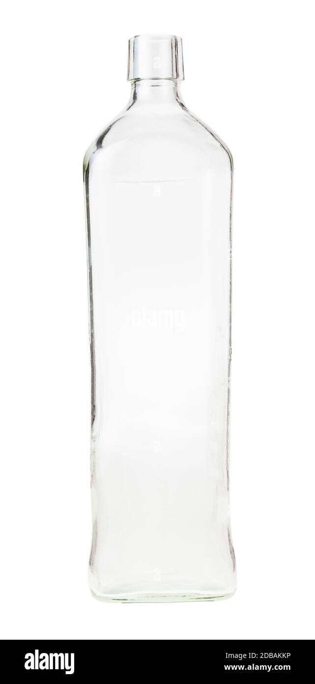 empty clear whiskey bottle isolated on white background Stock Photo - Alamy