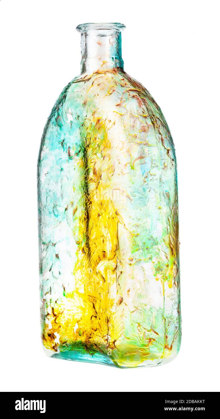 glass painting - handpainted glass flask isolated on white background ...