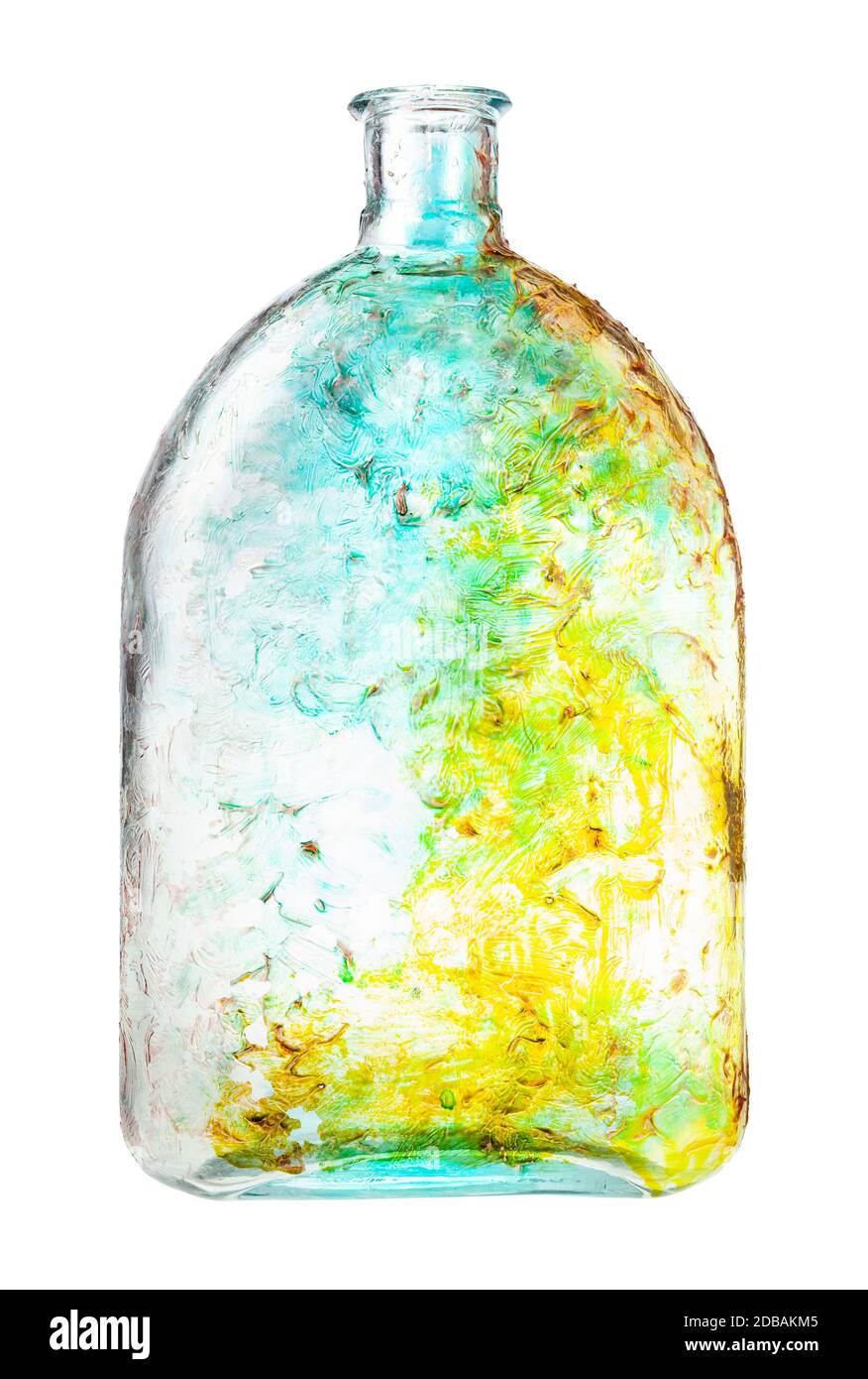 glass painting - hand painted glass flask isolated on white background ...