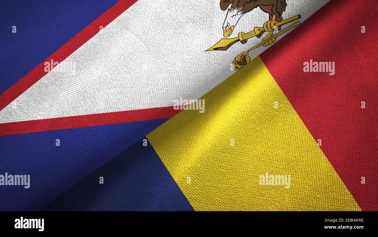 American Samoa and Chad two flags textile cloth, fabric texture Stock ...