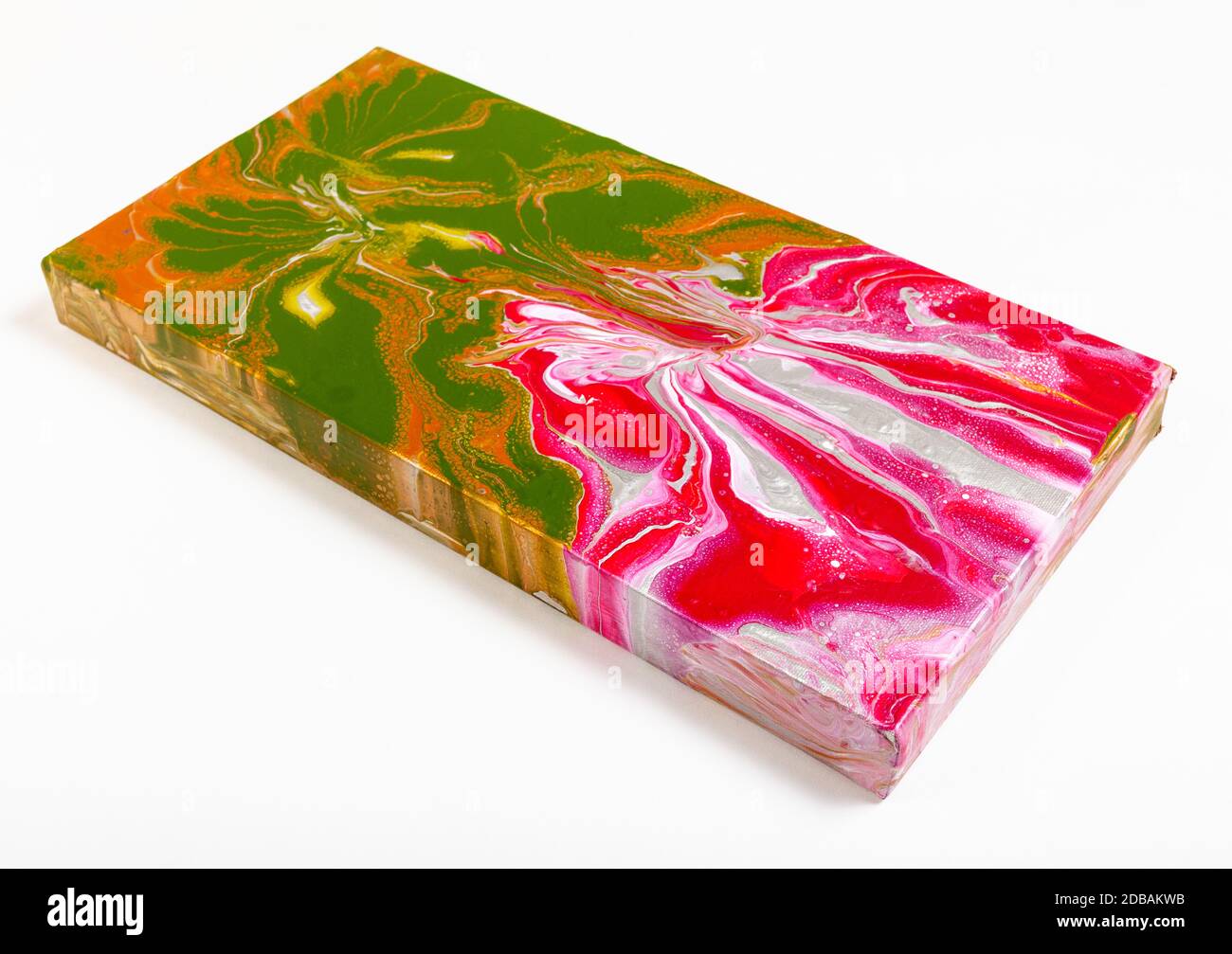 painting without frame with fluid acrylic image on white background ...