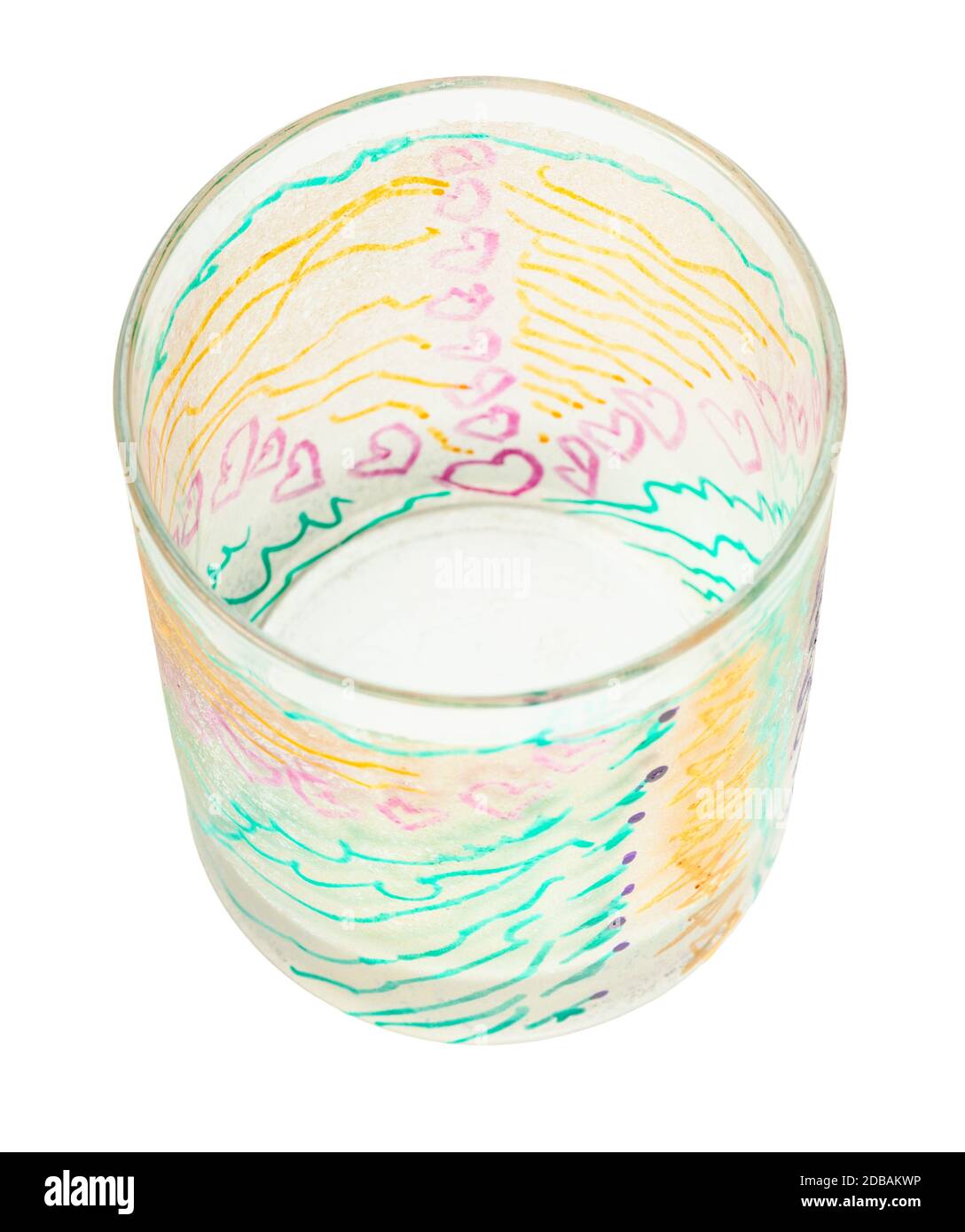 glass painting - empty hand painted glass isolated on white background ...
