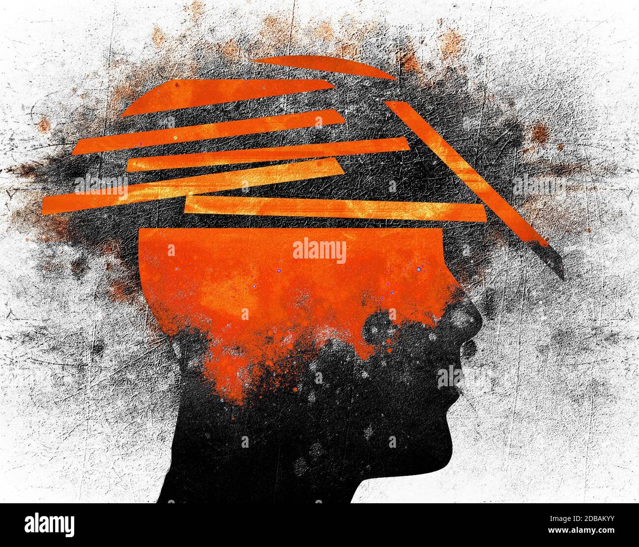 broken human head conceptual digital illustration Stock Photo - Alamy