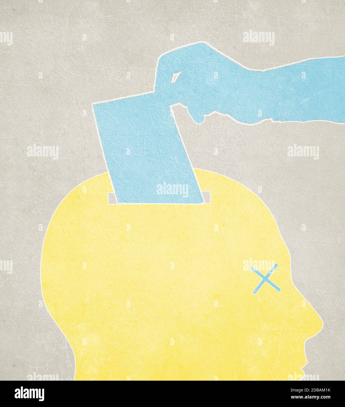 vote concept digital illustration with human head Stock Photo - Alamy