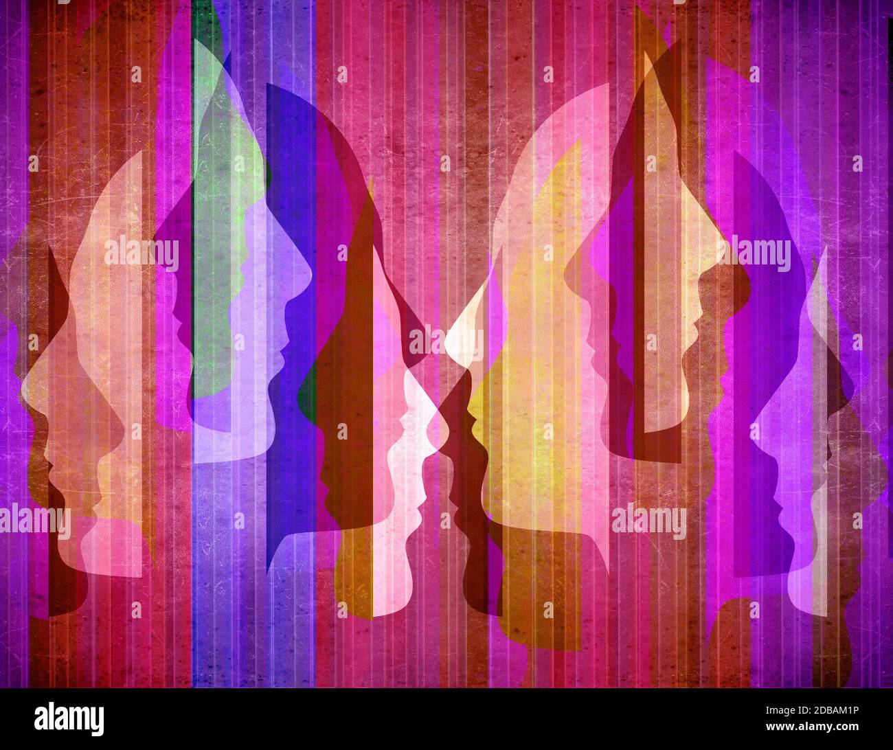 colored abstact background with human Silhouette Profiles Stock Photo ...