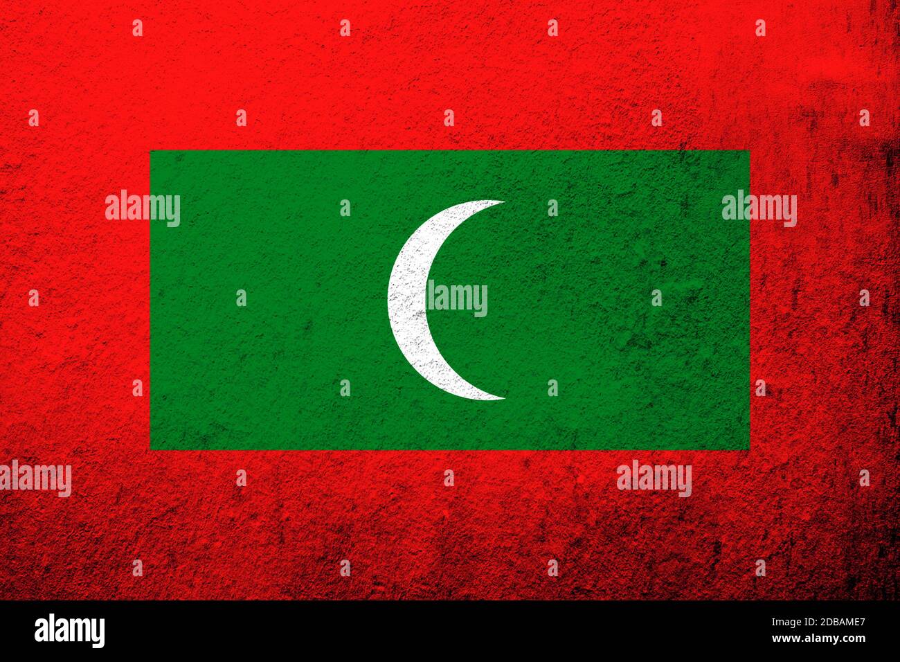 The Republic of Maldives National flag. Grunge background Stock Photo ...