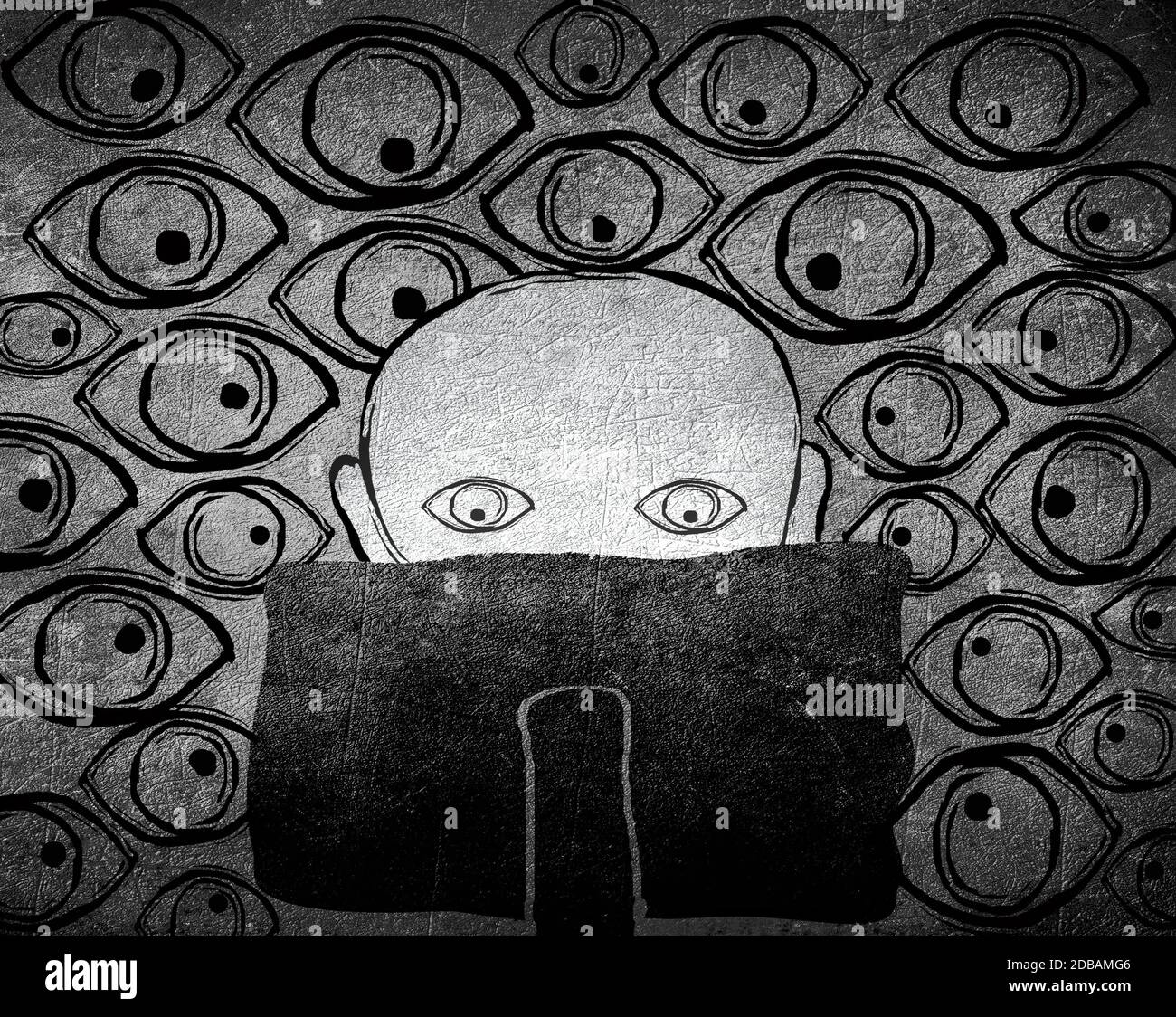 no privacy conceptblack and white digital illustration Stock Photo - Alamy