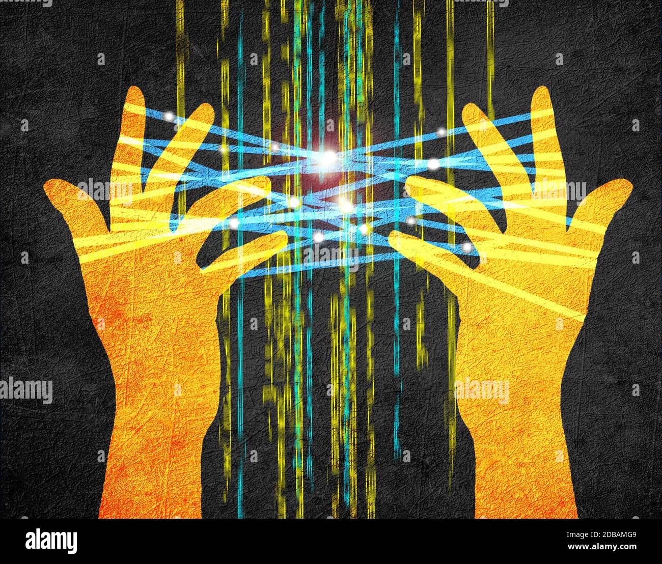 internet concept digital illustration with hands Stock Photo - Alamy
