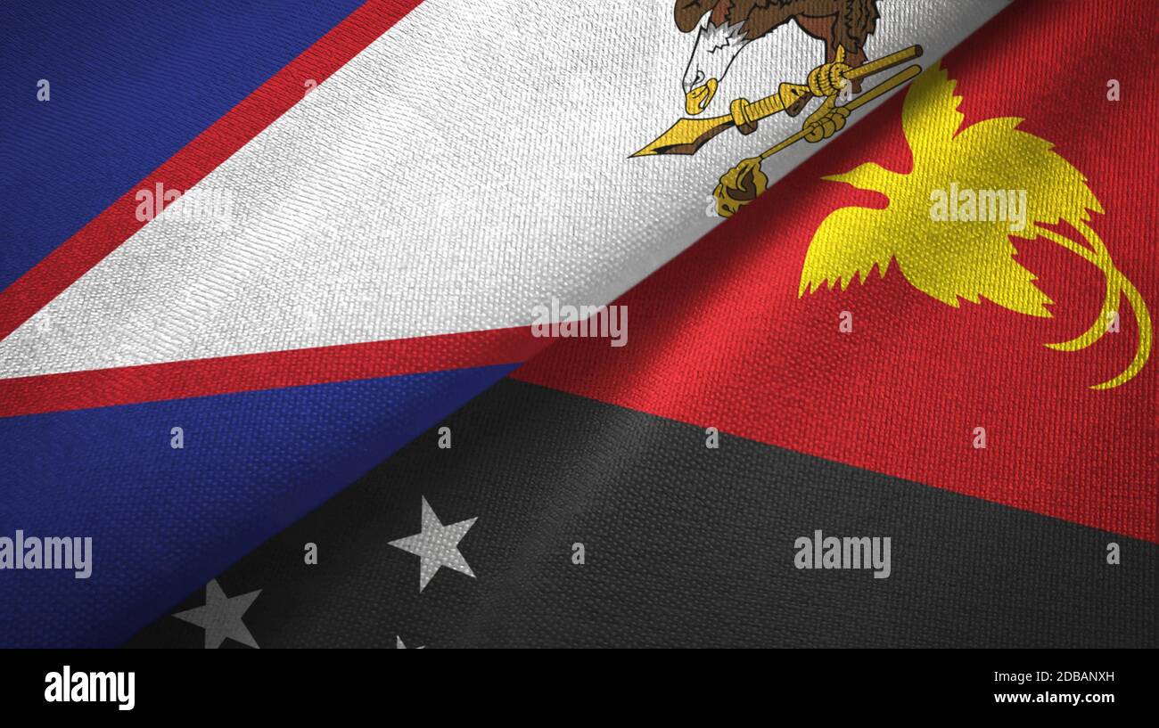 American Samoa and Papua New Guinea two flags textile cloth, fabric ...