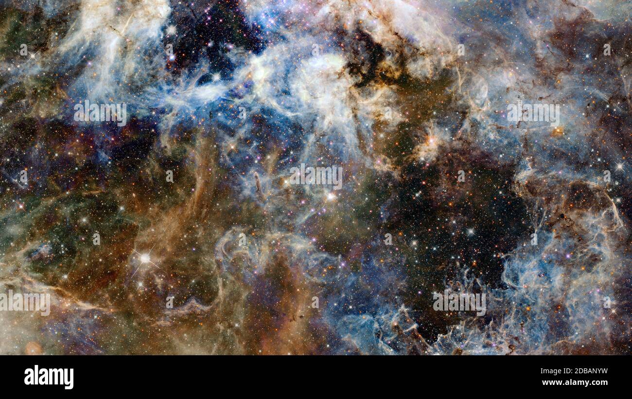 Nebula and stars in deep space, glowing mysterious universe. Elements ...