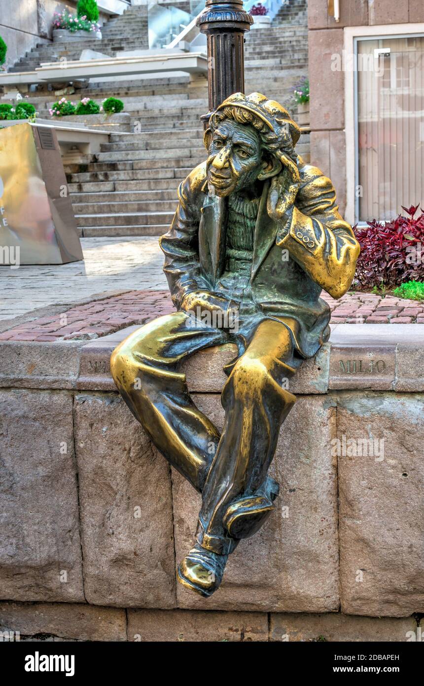 Plovdiv, Bulgaria - 07.24.2019. Statue of Milyo the crazy on the Knyaz ...