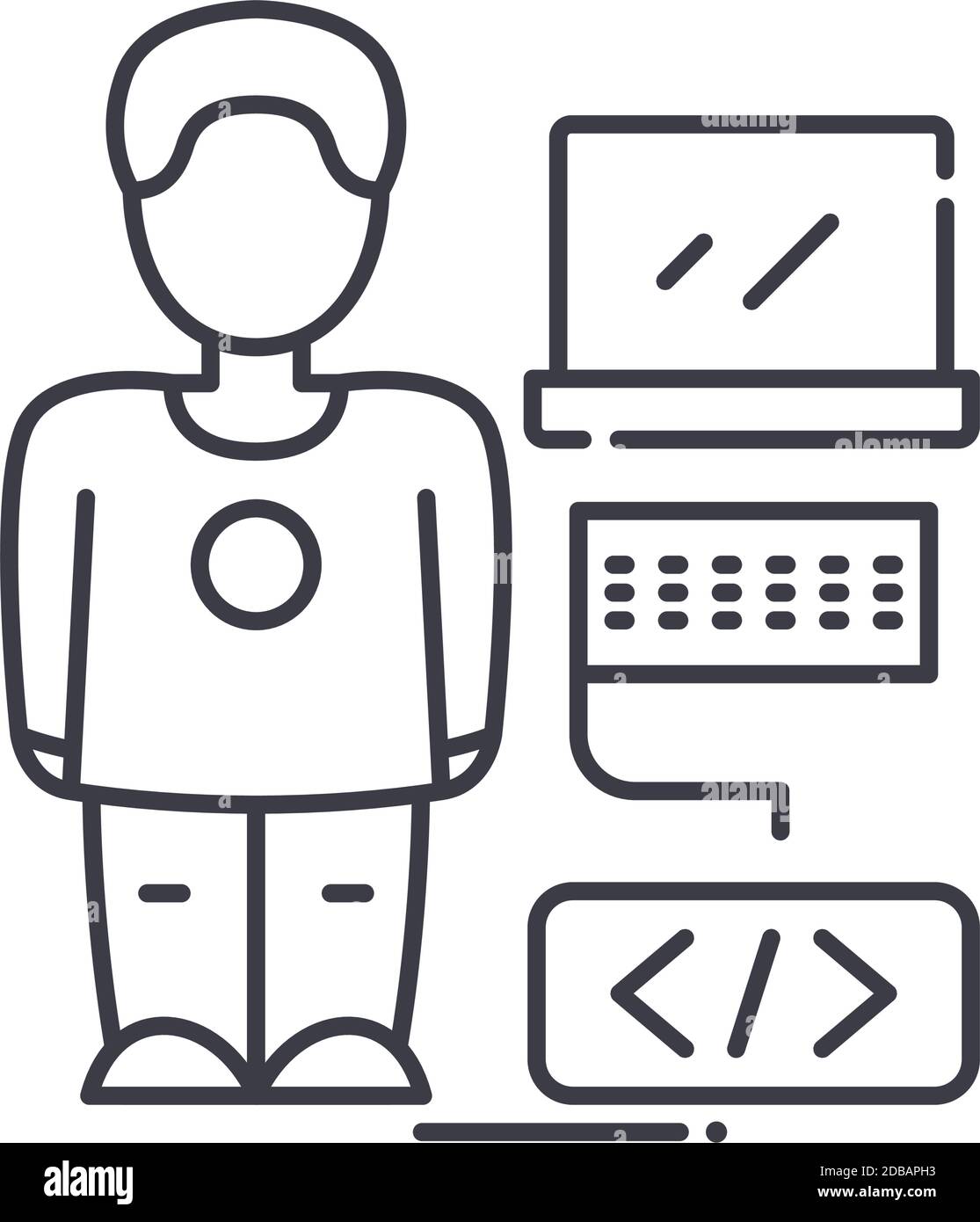 Software developer icon, linear isolated illustration, thin line vector, web design sign ...